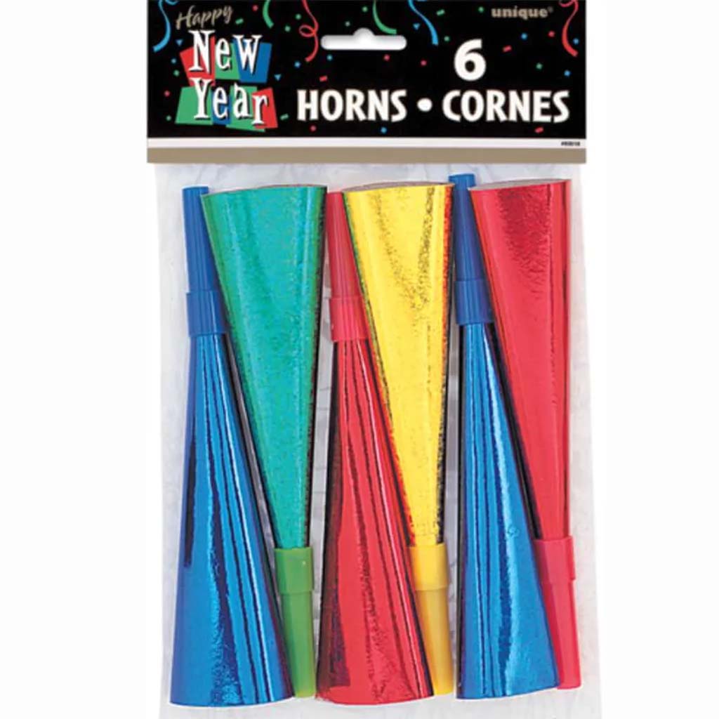 prismatic new years party horns, 6ct - Creative Minds