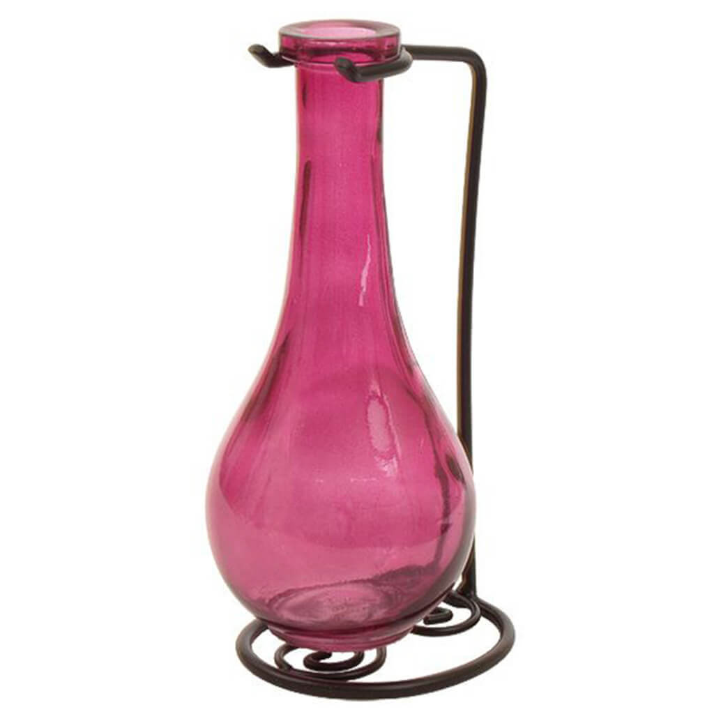 Buy Drop Glass Vase with Stand 8in, Fuchsia Online | Creative Minds Home Decor Abu Dhabi, Dubai