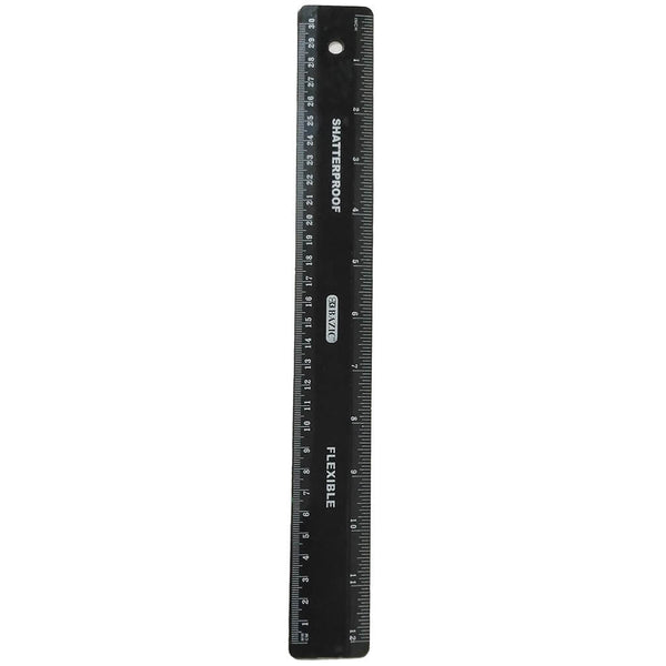 Shatterproof Flexible Ruler 12in Black - Creative Minds