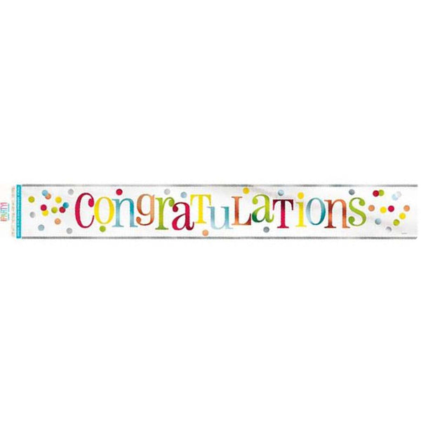 colorful congrats foil banner, 12ft - Creative Minds